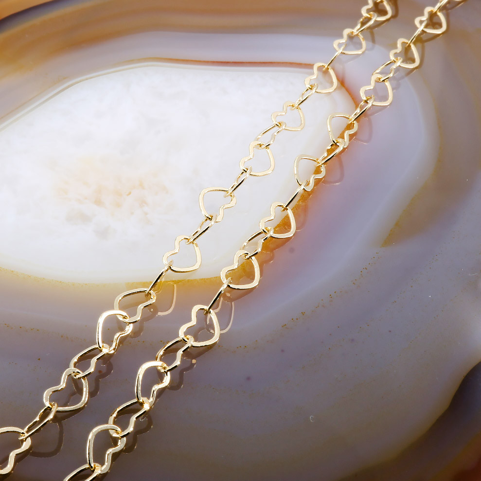 Lant Placat cu Aur Galben 18K model Chain Heart Link, Inimi c989