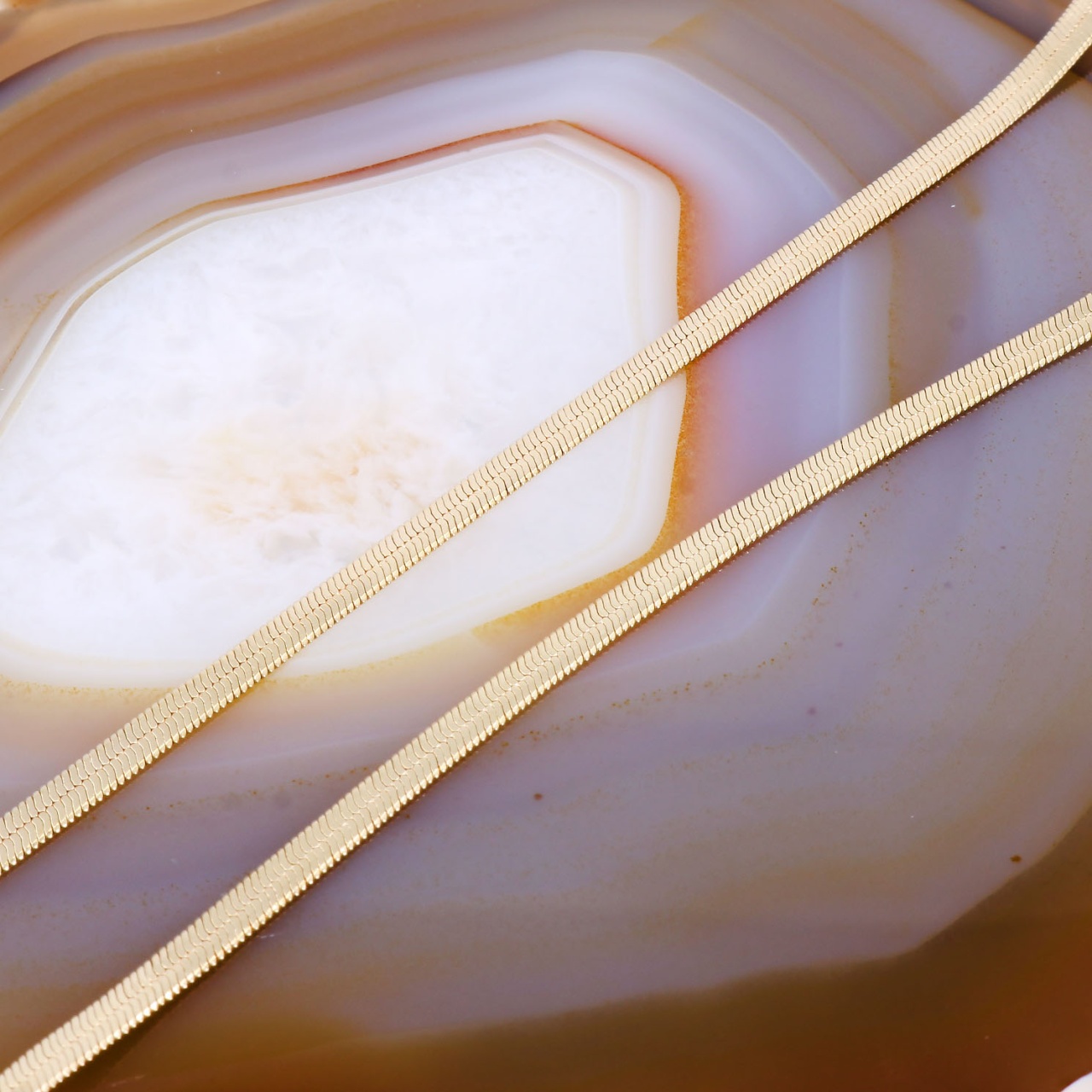 Lant Snake Placat cu Aur Galben 18K cu zale Unite plate c1147