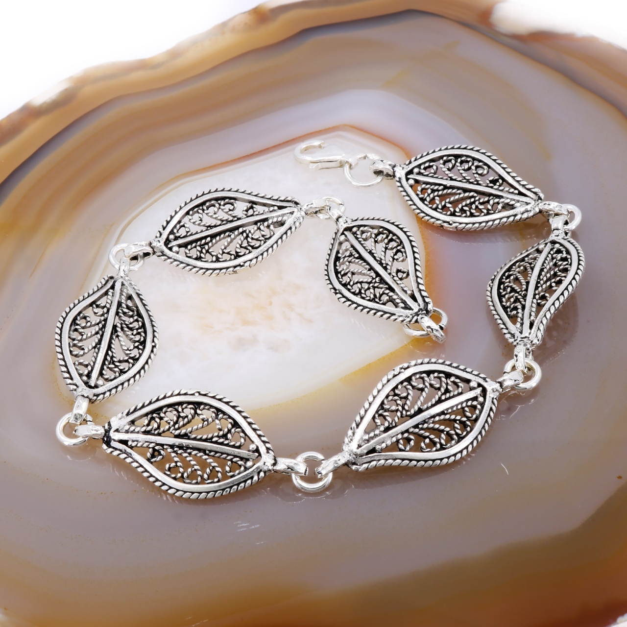 Bratara Brodata din Argint 925 model Frunze c2675