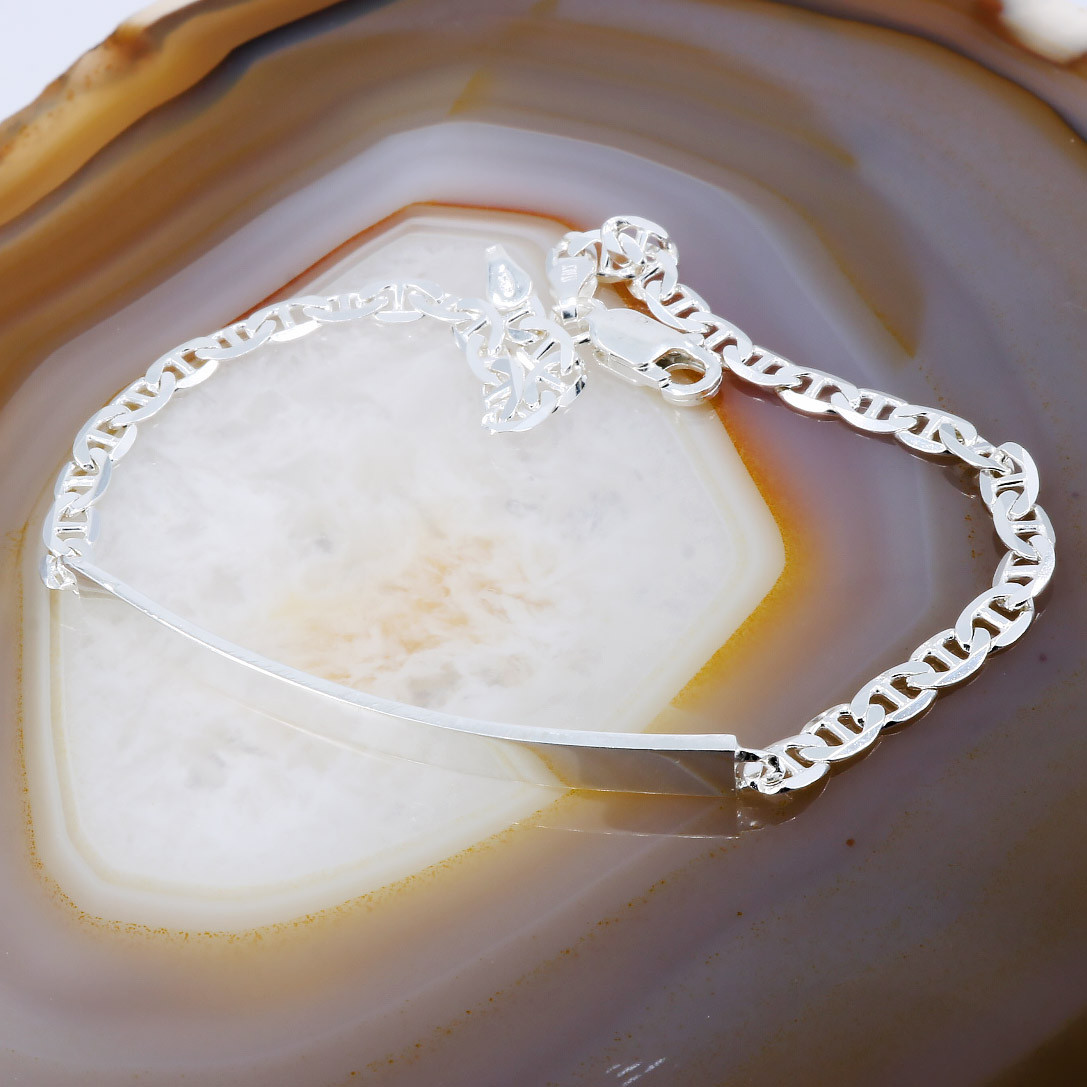 Bratara de Argint 925 zale plate model cu placuta lunga cod 2025