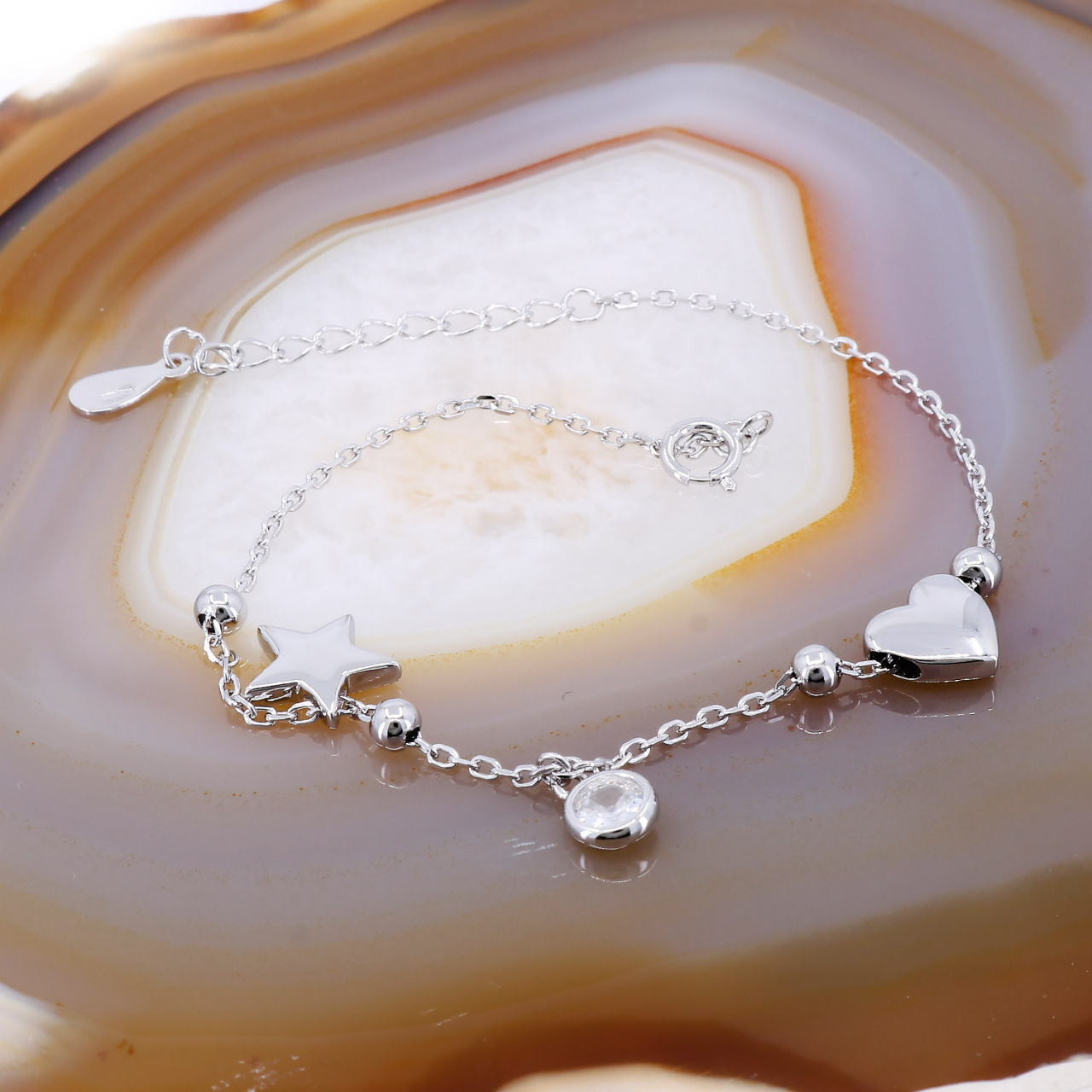 Bratara din argint model Inima si Stea cu Cristal Zirconia c2620