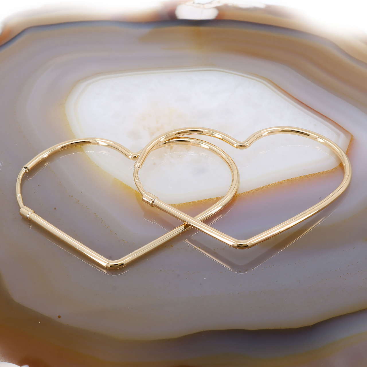 Cercei Placati cu Aur Galben 18k model Contur Inima c3375