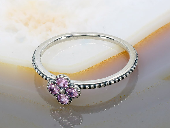 Inel de Argint 925 model Floricica cu Cristale Roz