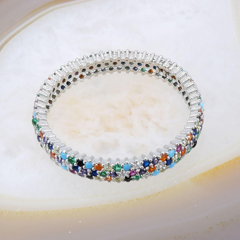 Inel din Argint 925 model de jur imprejur cu cristale Multicolore cod 2436