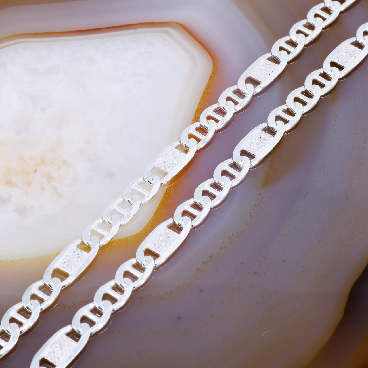 Lant Barbati Italy din Argint 925 cu zale Plate model 3+1 c1425