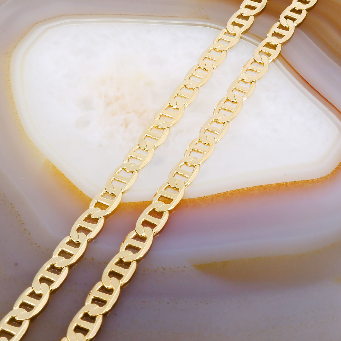 Lant Clasic Unisex Placat cu Aur Galben 18K model zale Plate 1-1 c1061