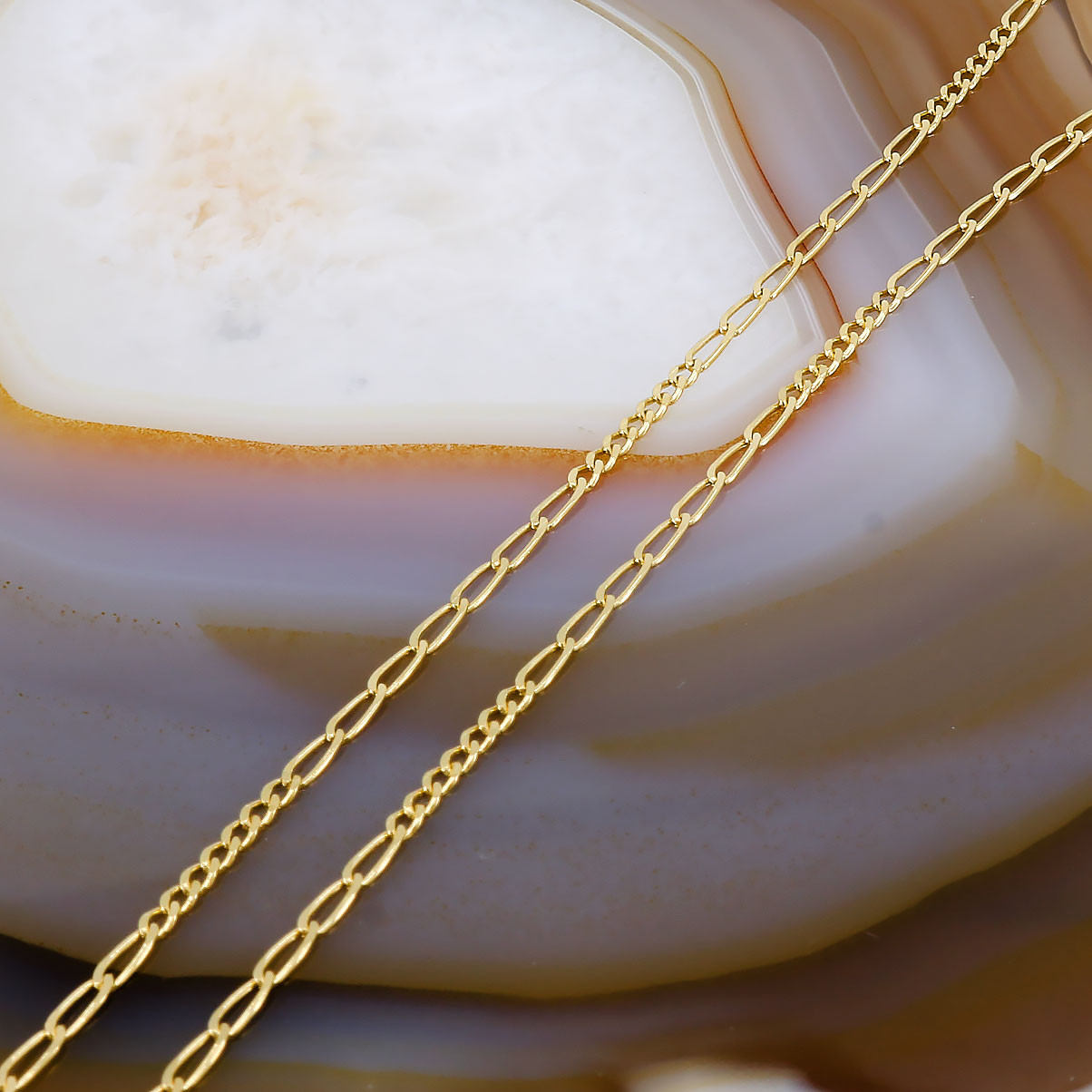 Lant Unisex din Aur Galben 14K 585 model zale plate tip 7+7 cod 500