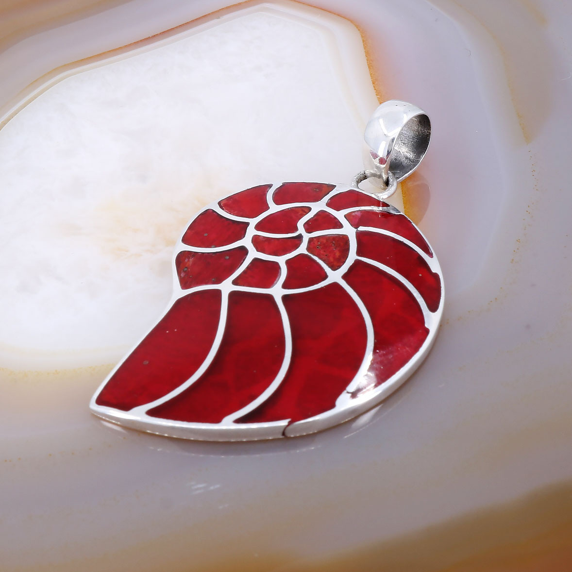 Pandantiv din Argint model Coral Nautilus Shell c400