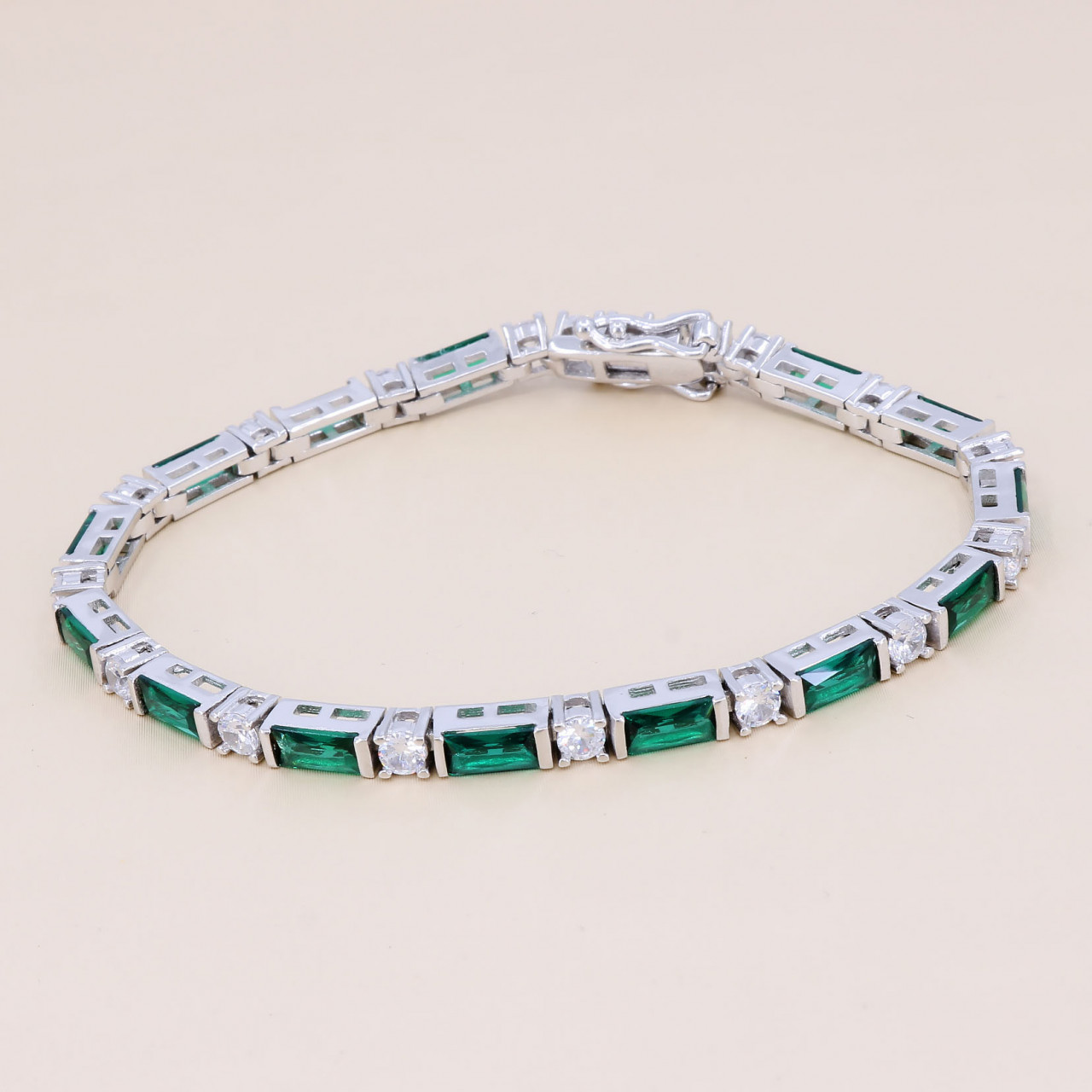 Bratara din Argint 925 cu Cristale Verzi Emerald Cut c2455