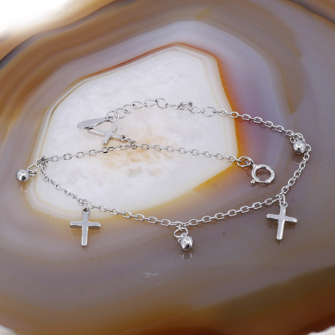 Bratara din argint model Cruce si Bilute c2543