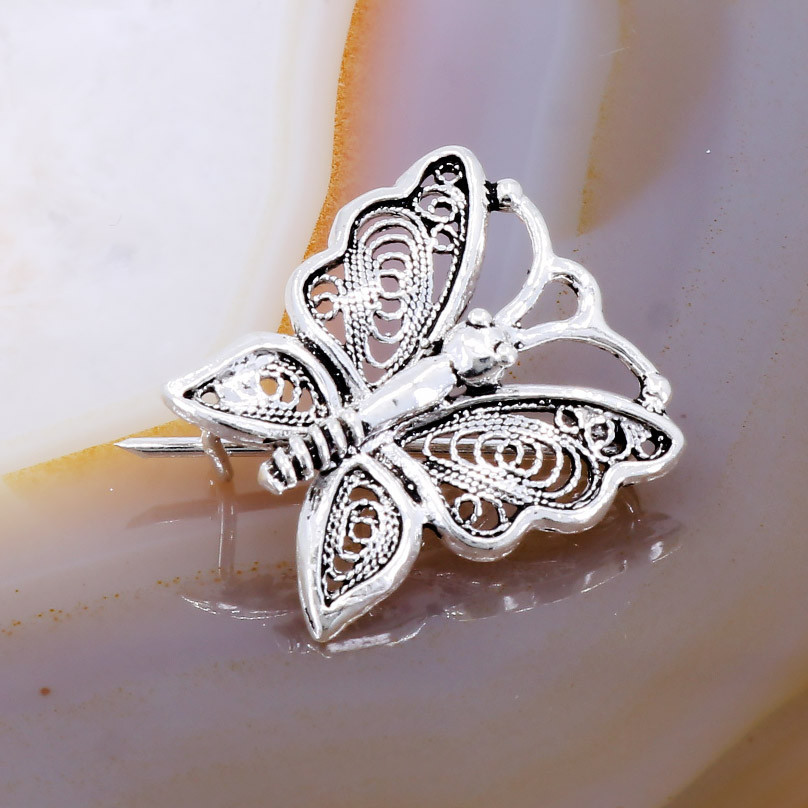 Brosa Brodata in Filigran model Fluture din Argint 925 c364