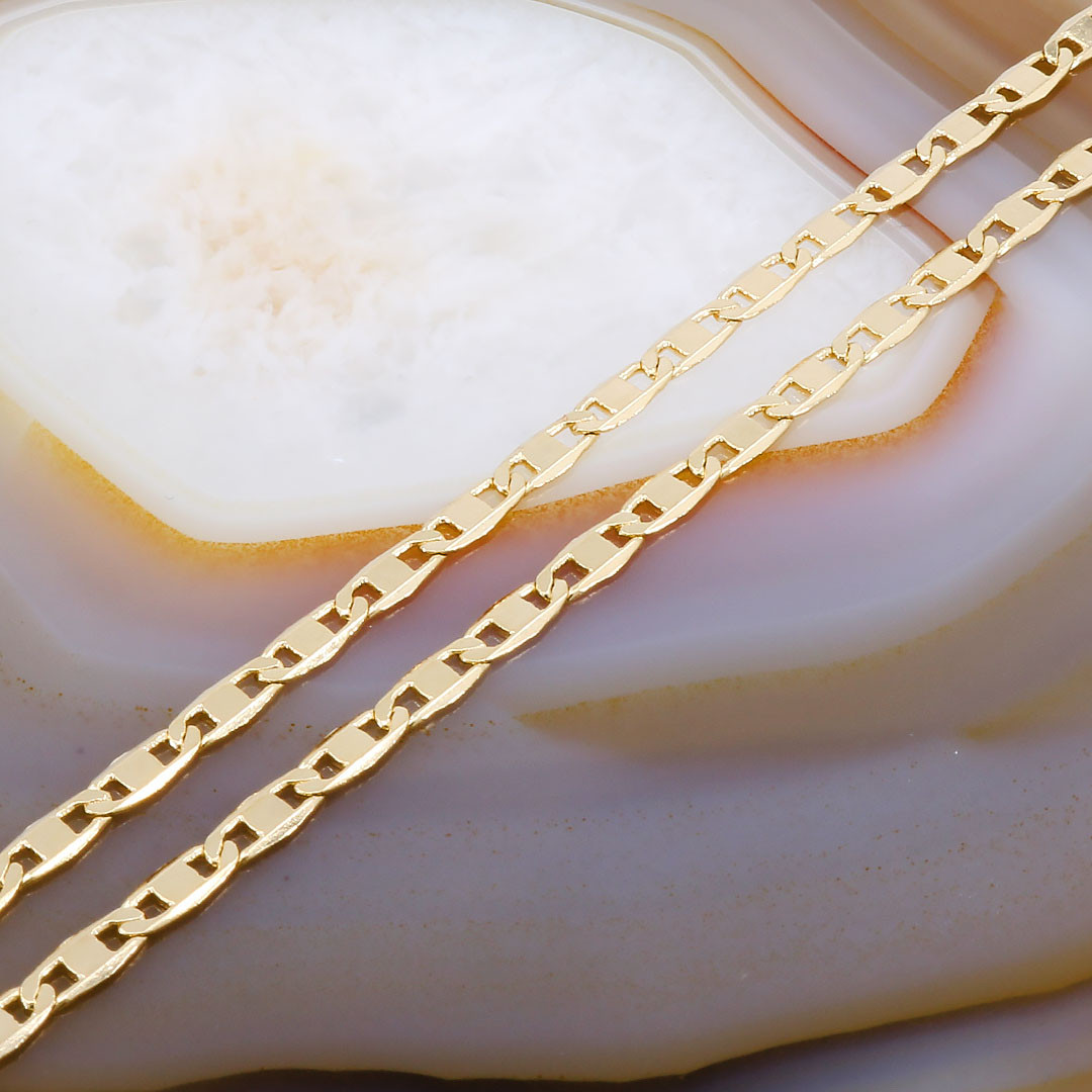 Lant Clasic Unisex Placat cu Aur Galben 18K model zale Ovale plate 1+1 ...