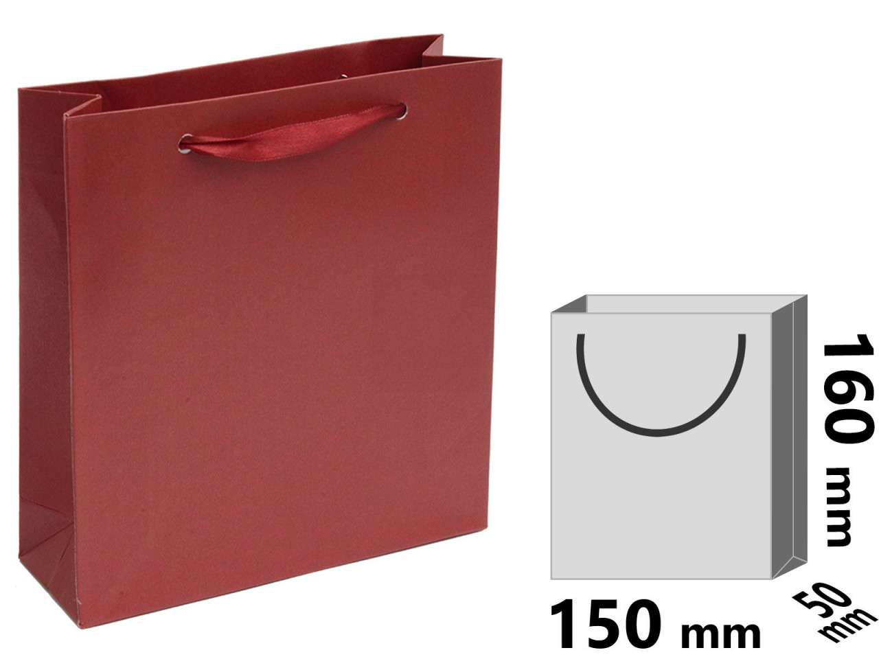 Punga din Hartie Culoare Rosie cu Manere Panglica c204