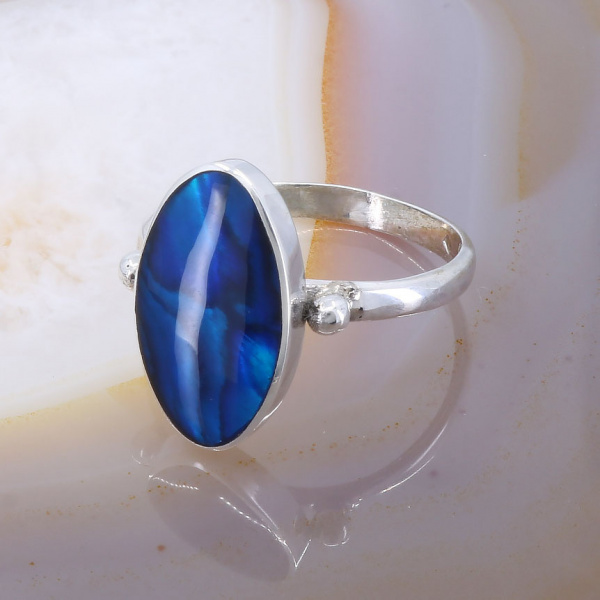 Bijuterie Inel din Argint model Sidef Albastru forma Ovala c2768