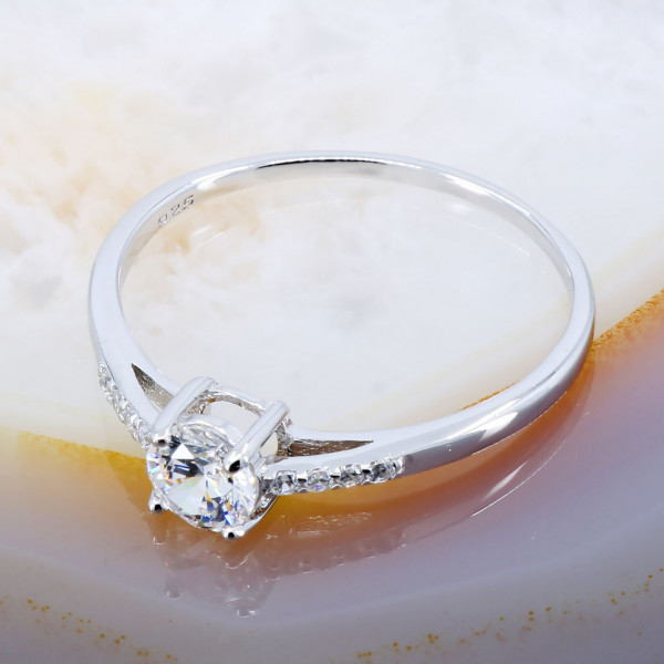 Inel de Argint 925 model Princess Slim cu Cristale Zirconia Albe 2228