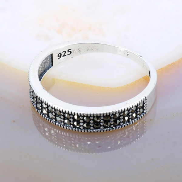 Inel din Argint 925 cu Marcasite asezate in doua randuri 2250