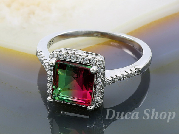 Inel din Argint 925, Model Patrat, cu Cristal Zirconia, cod 1324