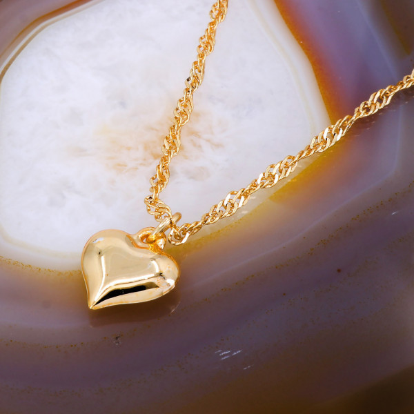Lant Rasucit cu Pandantiv Inima placat cu Aur Galben 18K c1101