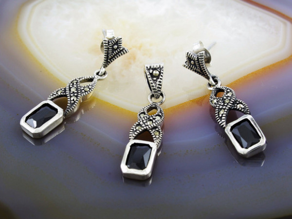 Set din Argint 925, cu Marcasite si Zirconiu, cod 461