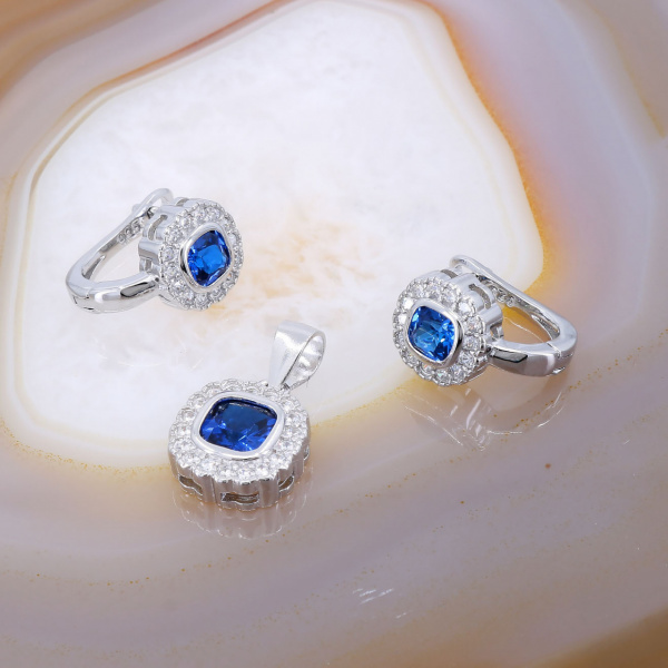 Set din Argint cu Cristale Albastre c1542