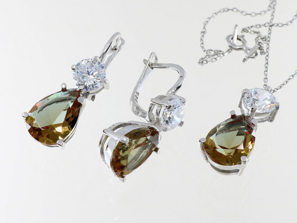 Set de Argint cu Piatra Zultanit si Cristale Zirconia ags1102