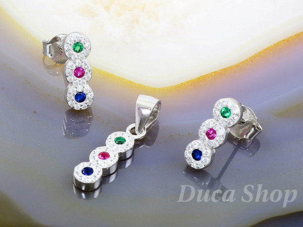 Set din Argint 925, colectia Multicolor, forme rotunde, s974