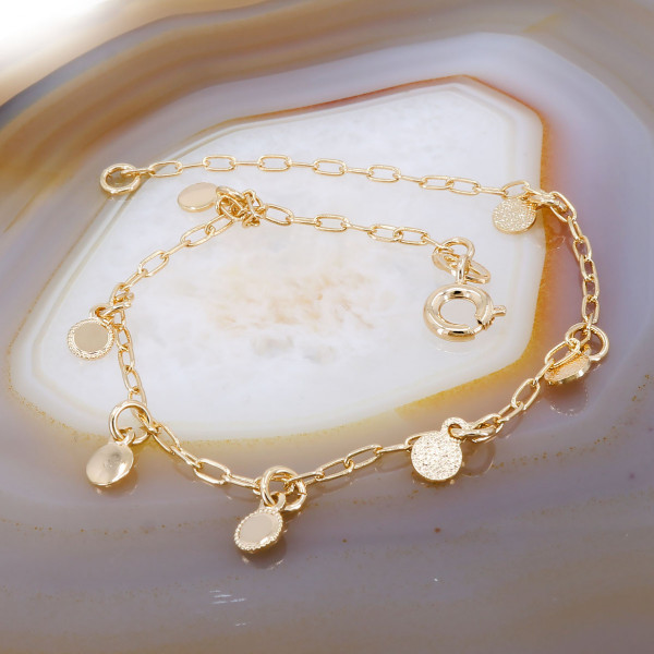 Bratara Placata cu Galben 18K model cu pandantive rotunde banuti cod 1497