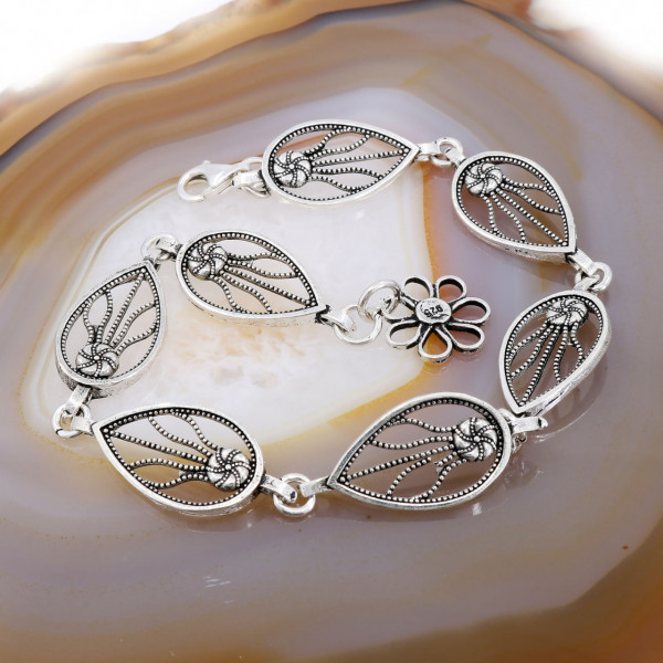 Bratara Vintage din Argint 925 model Frunze, Floral c2471
