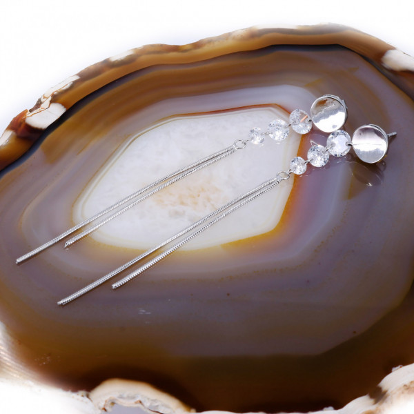 Cercei din Argint 925 model fir lung cu Cristale Zirconia rotunde c3507