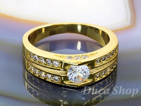 Inel Placat cu Aur 18K, model Fantezie Zirconia, cod 1182