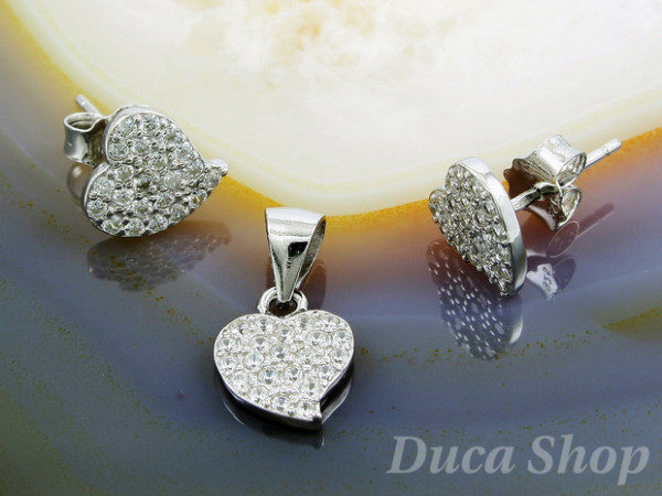 Set din Argint 925, Model Inima Zirconia ,cod 594