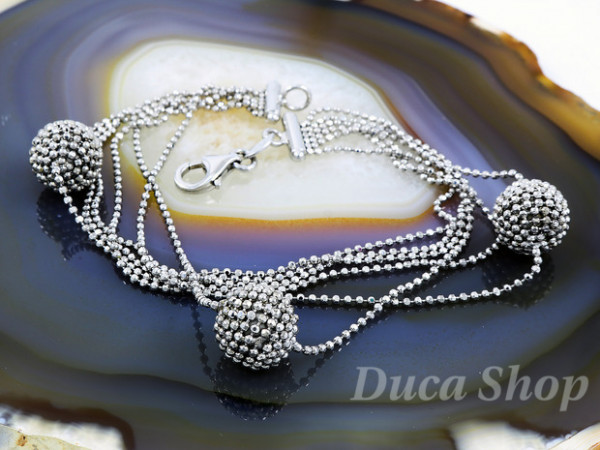 Bratara din Argint 925 , model 3 fire cu Bilute, cod 921