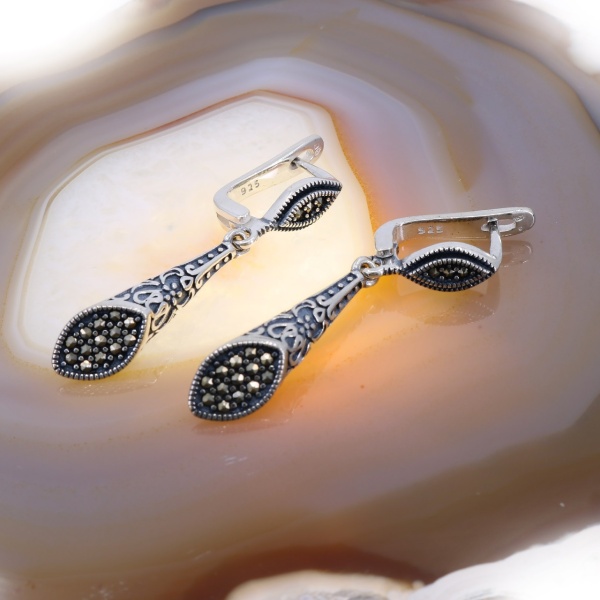 Cercei din Argint cu Marcasite model Bizantin c3784