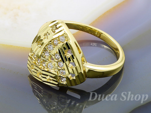 Inel Placat cu Aur 18K, model Triunghi Zirconia, cod 1172