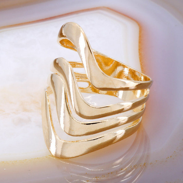 Inel Valuri Placat cu Aur Galben 18K c1535