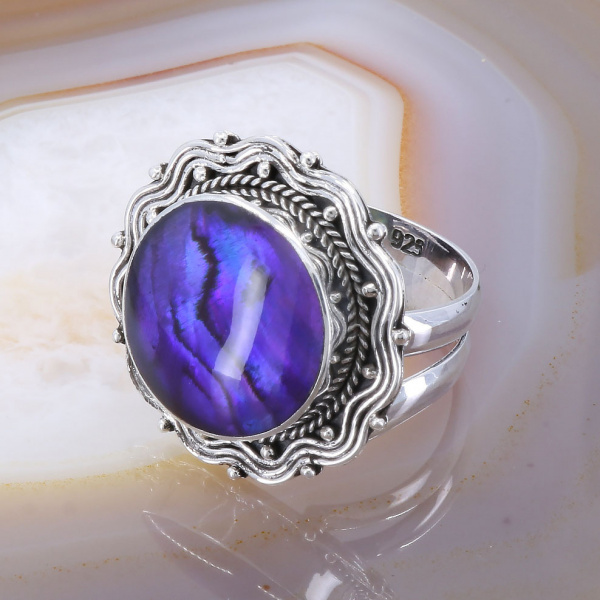 Bijuterie Vintage Inel din Argint model Sidef Albastru c2790