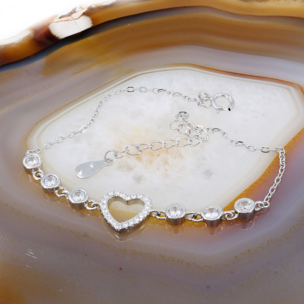Bratara din Argint 925 cu pandantiv inima si Cristale Zirconia cod 2268