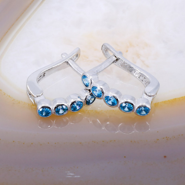 Cercei de Argint 925 cu Cristale Zirconia Albastre c3509