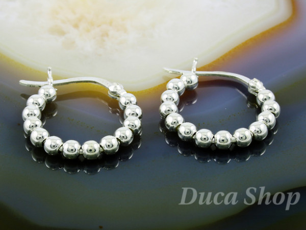 Cercei din Argint 925, Model Rotunzi cu Bile, cod 1326