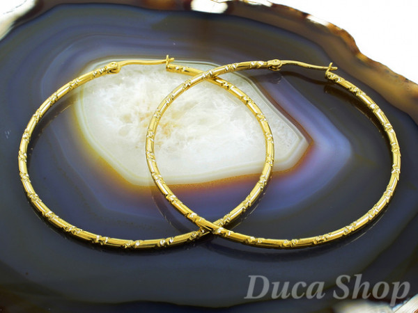 Cercei Placati cu Aur 18k, Model Rotund Mare , cod 1930
