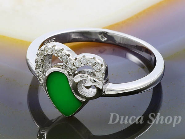 Inel din Argint 925, Model Inima, cu Cristal Zirconia, cod 1276