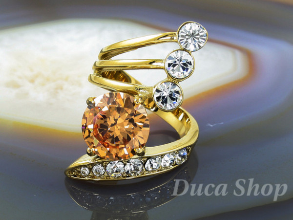 Inel Placat cu Aur 18K, model Cristal Zirconia, cod 1050