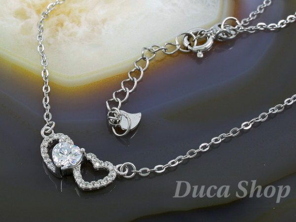 Lant de Argint 925, cu Pandantiv model Inimi Unite, cod 501