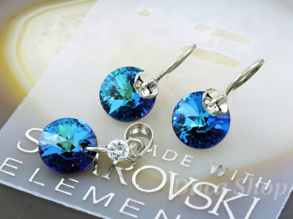 Set din Argint 925, cu Cristal Blue, marca Swarovski, cod 715