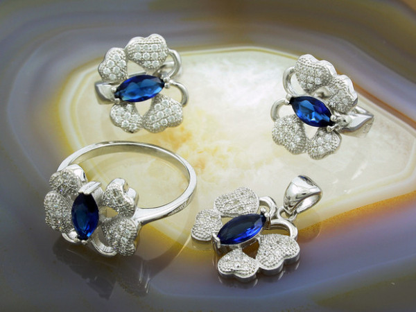 Set din Argint 925, cu Zirconiu , model Fluture, cod 374