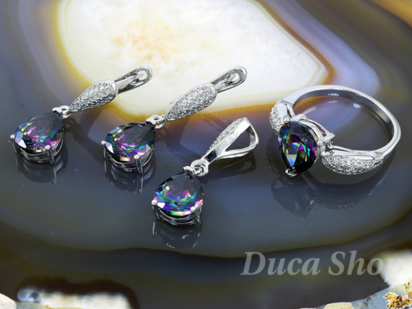 Set din Argint 925, Model Cristal Fantezie Topaz Mistic, cod 816