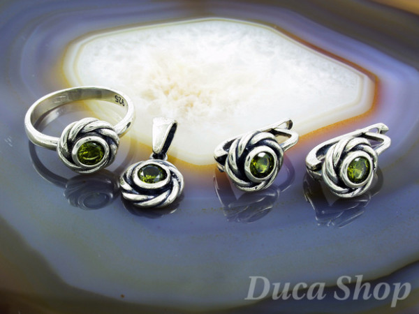 Set din Argint 925, Model cu Zirconia Verde Smarald , cod 666