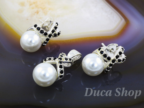 Set din Argint 925, Model Fantezie Perla si Zirconiu, cod 806