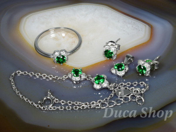 Set din Argint 925, Model Floral, cu Cristale Zirconia , cod 787