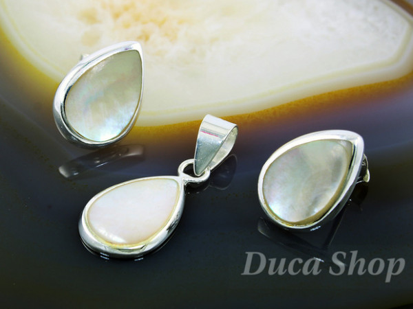 Set din Argint 925, Model Lacrima tip Opal, cod 767